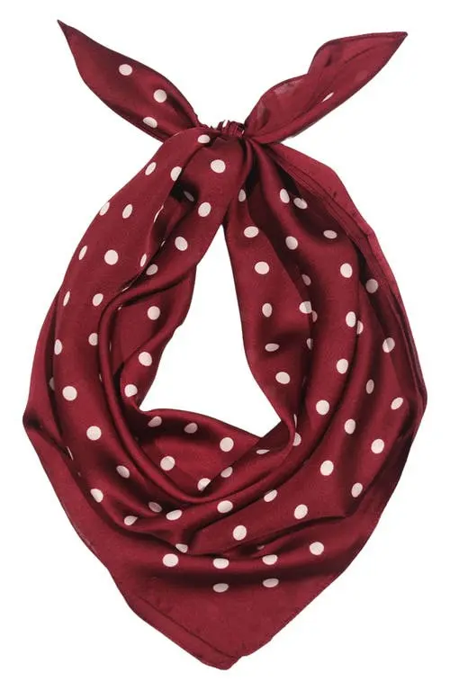 PETIT MOMENTS Satin Polka Dot Square Scarf - Burgundy