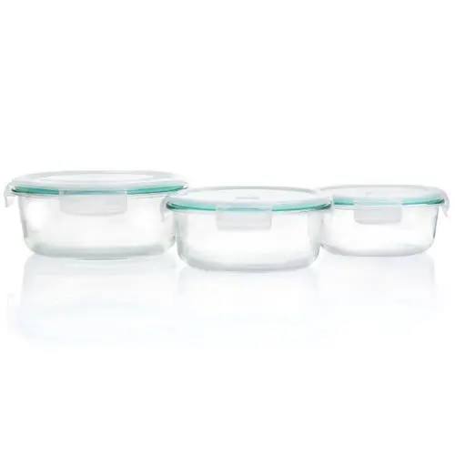 MARTHA STEWART 6 Piece Round Glass Storage Containers With Leak Proof Lids