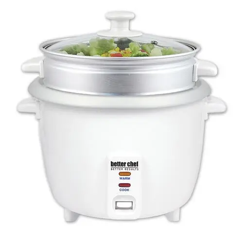 BETTER CHEF 5 Cup Rice Cooker With Food Steamer Attachment - White