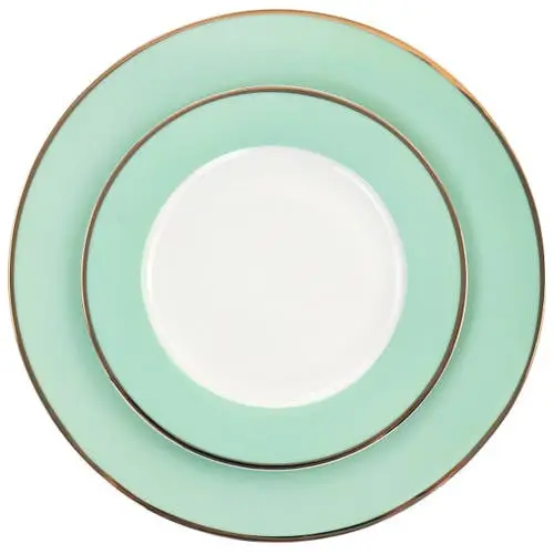 MARTHA STEWART Gold Rimmed 12 Piece Fine Ceramic Dinnerware Set