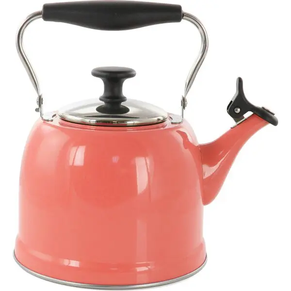 MARTHA STEWART Lily Pond 2.2 Quart Stainless Steel Tea Kettle - Coral