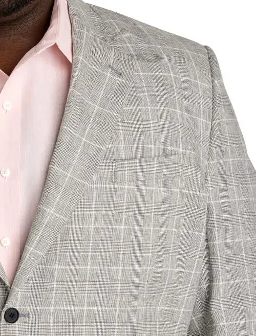 OAK HILL BY DXL Big & Tall Plaid Linen-blend Suit Jacket