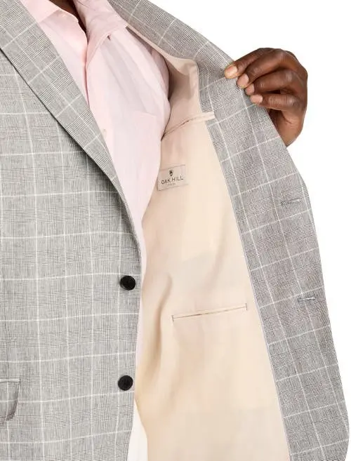 OAK HILL BY DXL Big & Tall Plaid Linen-blend Suit Jacket