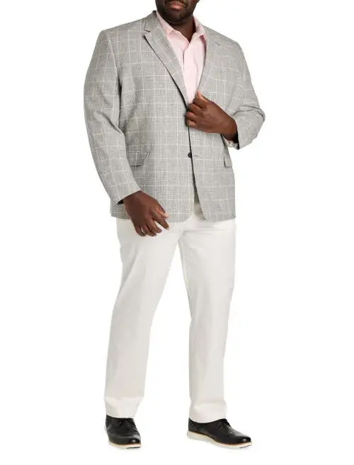 OAK HILL BY DXL Big & Tall Plaid Linen-blend Suit Jacket