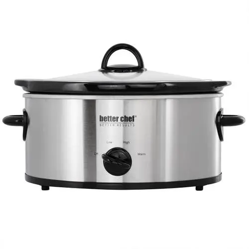 BETTER CHEF 3 Quart Slow Cooker With Removable Stoneware Crock - Silver