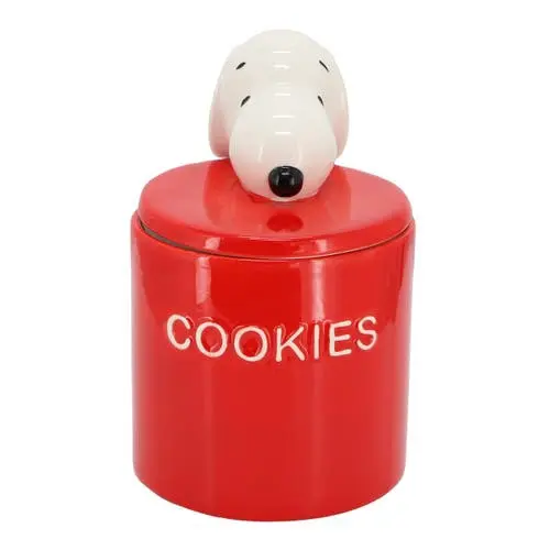 GIBSON HOME Peanuts Hello Cookies 8.2in Ceramic Snoopy Cookie Jar With Lid
