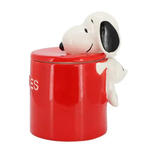 GIBSON HOME Peanuts Hello Cookies 8.2in Ceramic Snoopy Cookie Jar With Lid
