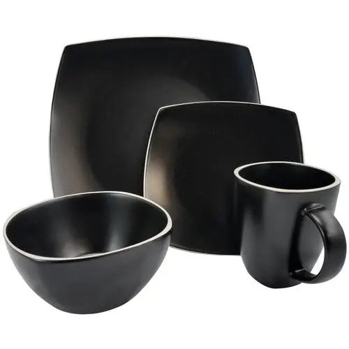 Gibson Soho Lounge Matte 16 Piece Dinnerware Set - Black