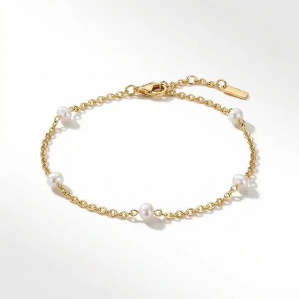 BLISS DIAMOND 18k Gold Plated Freshwater Pearl Anklet - 18k Yellow Gold