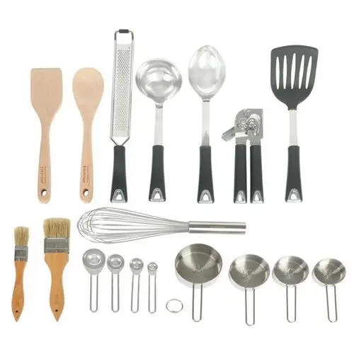 MARTHA STEWART 18 Piece Stainless Steel And Wood Assorted Gadget Set - Silver