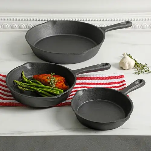 GENERAL STORE Addlestone 3 Piece Preseasoned Cast Iron Skillet Set