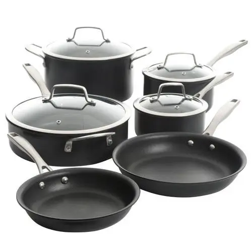 KENMORE PRO Arbor Heights 10 Piece Nonstick Aluminum Cookware Set - Black