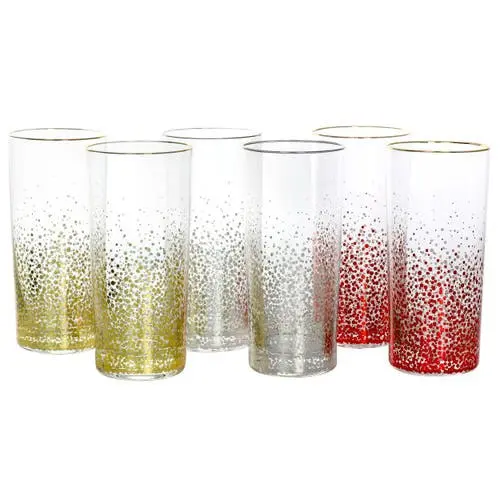 LAURIE GATES California Designs Audrey Hill 6 Piece 16oz Glass Tumbler Set - Assorted