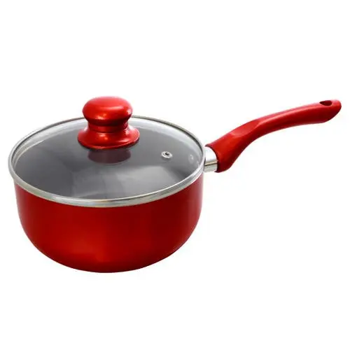 BETTER CHEF 1.5 Quart Ceramic Coated Saucepan With Glass Lid - Red