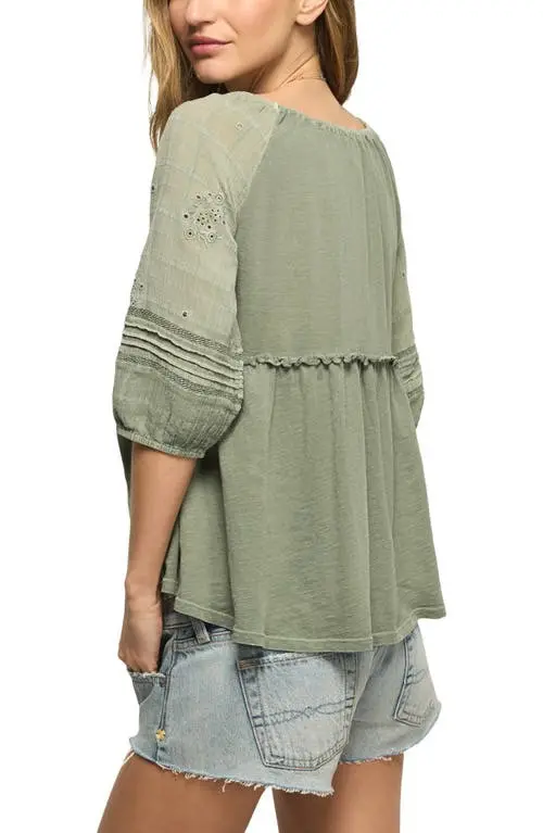 Lucky Brand Jersey Babydoll Top - Jadeite