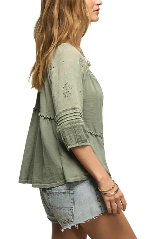 Lucky Brand Jersey Babydoll Top - Jadeite