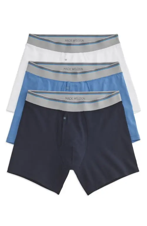 Mack Weldon Assorted 3-pack Stretch Pima Cotton Boxer Briefs - Dean Blue Multi
