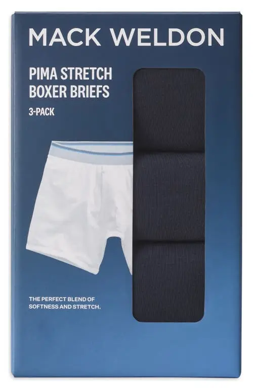 Mack Weldon Assorted 3-pack Stretch Pima Cotton Boxer Briefs - Total Eclipse
