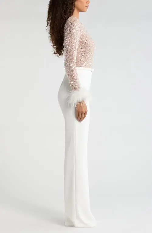 NADINE MERABI Amelia Sequin Flare Leg Jumpsuit
