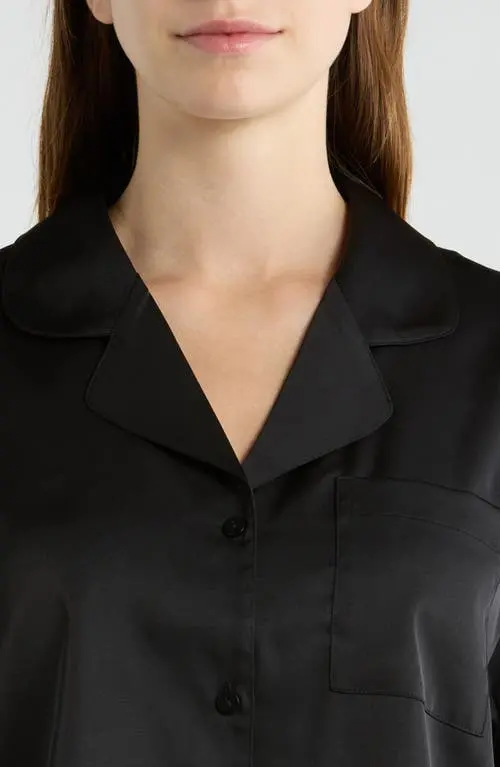 OPEN EDIT Boxy Stretch Satin Short Pajamas - Black