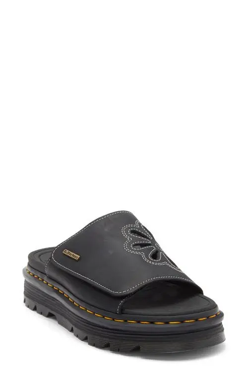 Dr. Martens Zebzag Floral Leather Slide Sandal - Black
