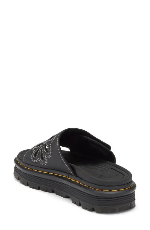 Dr. Martens Zebzag Floral Leather Slide Sandal - Black