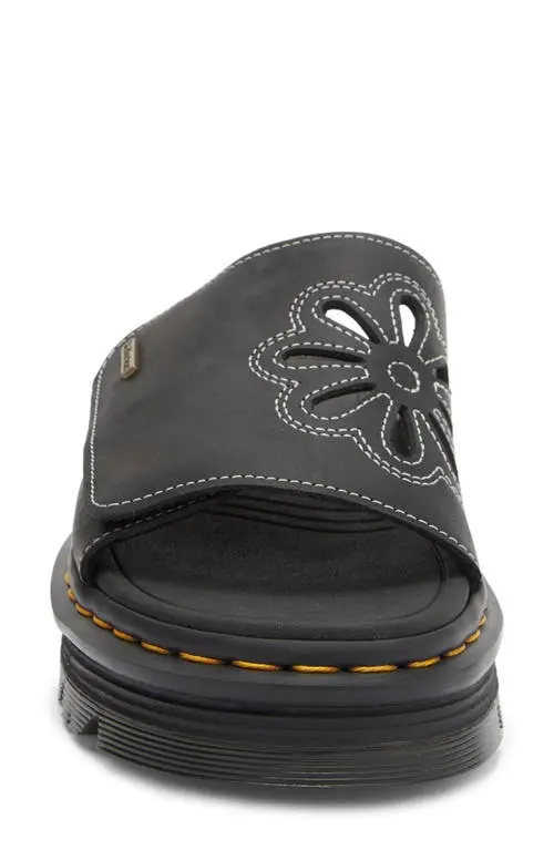 Dr. Martens Zebzag Floral Leather Slide Sandal - Black