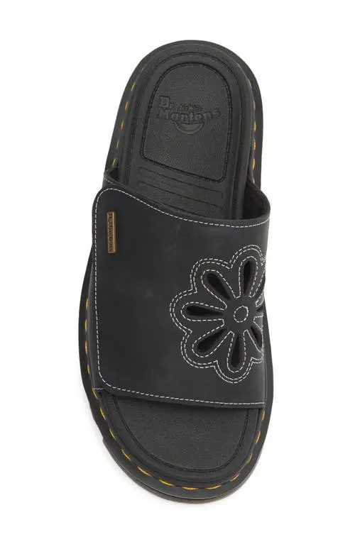 Dr. Martens Zebzag Floral Leather Slide Sandal - Black