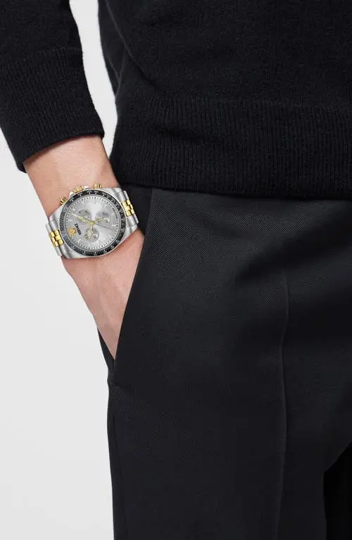 Versace Greca Chronograph Two-tone Bracelet Watch - Two Tone Silver