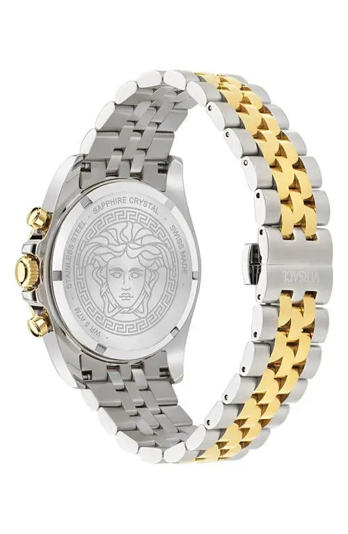 Versace Greca Chronograph Two-tone Bracelet Watch - Two Tone Silver
