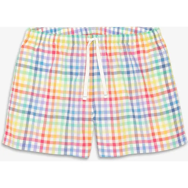 PRIMARY Printed Pj Short - Ivory Rainbow Plaid