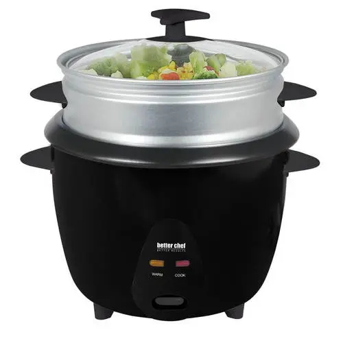 BETTER CHEF 5 Cup Rice Cooker With Food Steamer Attachment