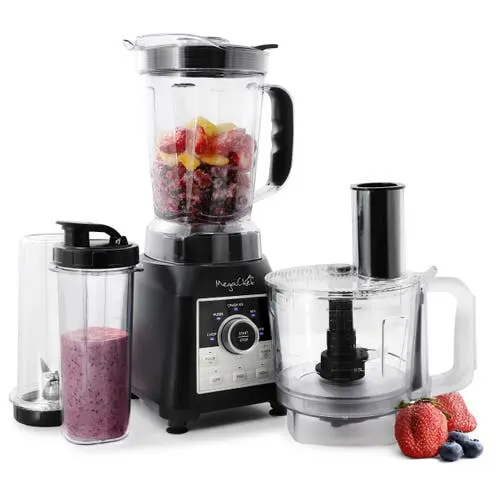 MEGACHEF 1400 Watt Knob Panel 8 Cup Blender With Food Processor And 2 To-go Cups - Black