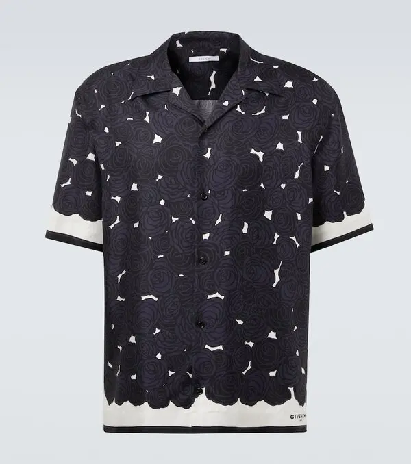 Givenchy Floral Silk Bowling Shirt - Blue