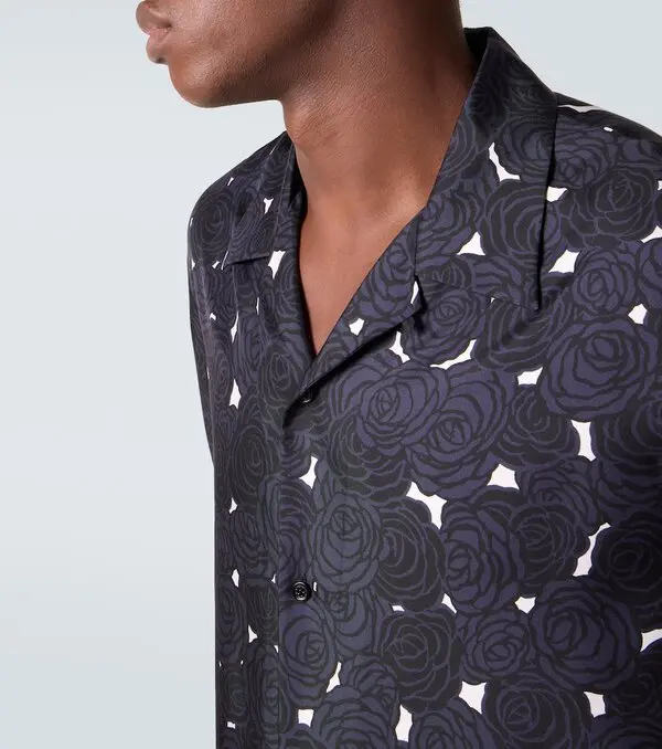 Givenchy Floral Silk Bowling Shirt - Blue