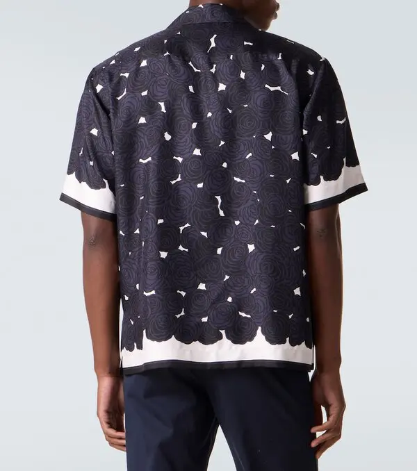 Givenchy Floral Silk Bowling Shirt - Blue