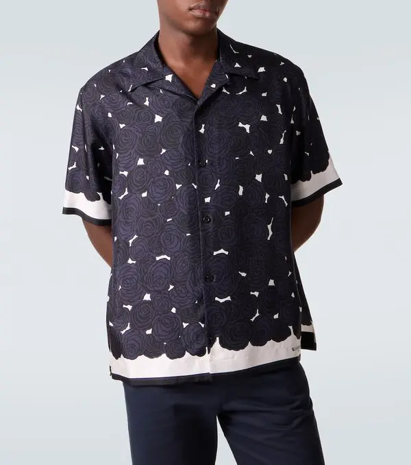 Givenchy Floral Silk Bowling Shirt - Blue