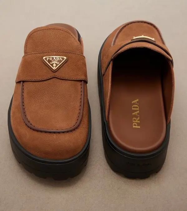 Prada Suede Mules - Brown