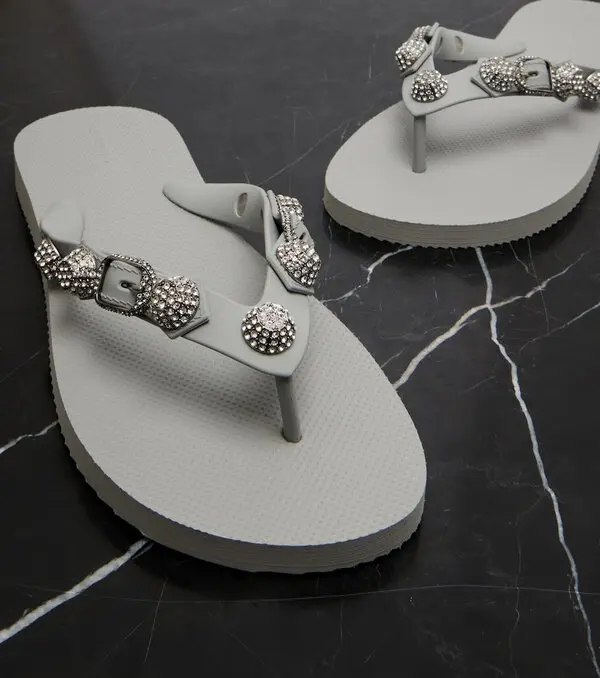 Balenciaga Cagole Embellished Thong Sandals