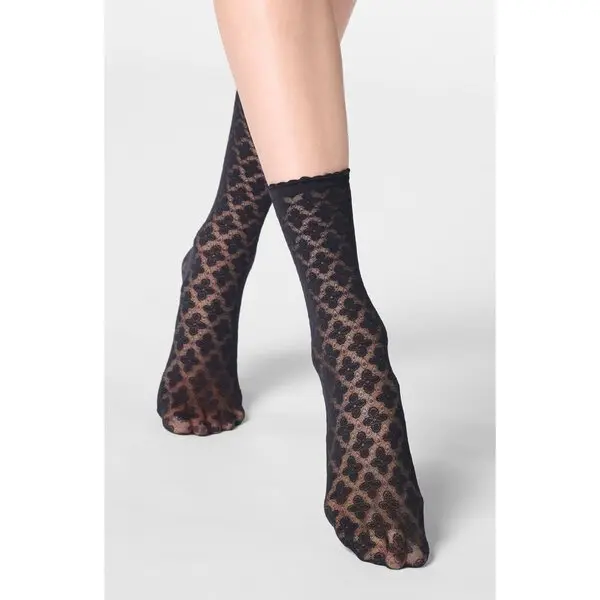 Oroblu Lace Crew Socks - Black
