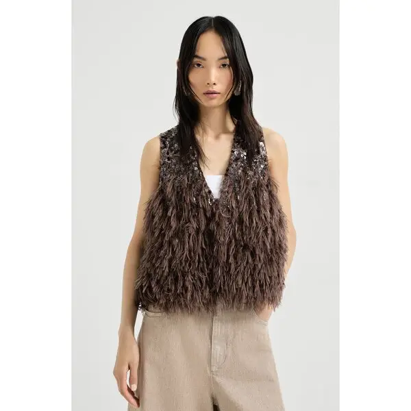 Brunello Cucinelli Dégradé Fil Coupé Vest - Bark