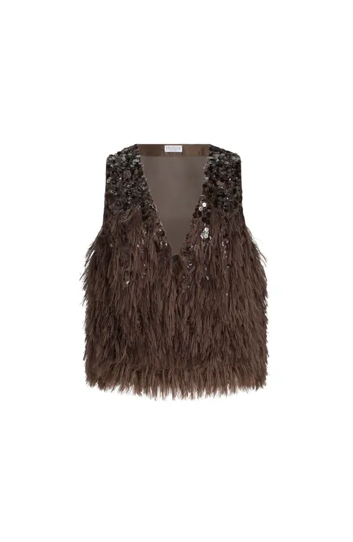 Brunello Cucinelli Dégradé Fil Coupé Vest - Bark