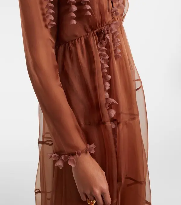 Zimmermann Como Floral-applique Silk Maxi Dress