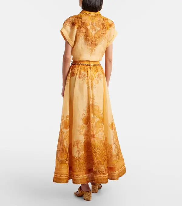 Zimmermann Como Paisley Linen And Silk Maxi Skirt