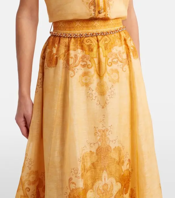 Zimmermann Como Paisley Linen And Silk Maxi Skirt