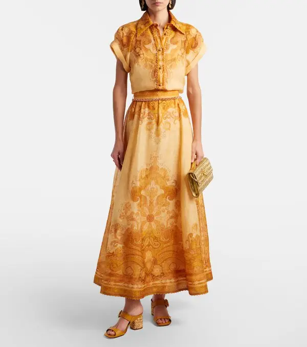 Zimmermann Como Paisley Linen And Silk Maxi Skirt
