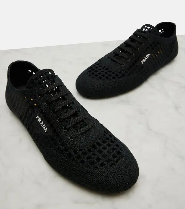 Prada Collapse Crochet Sneakers - Black