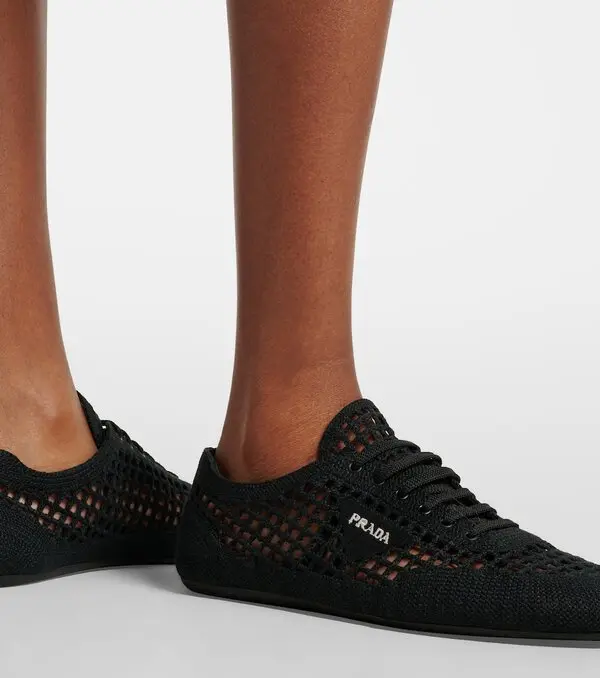 Prada Collapse Crochet Sneakers - Black