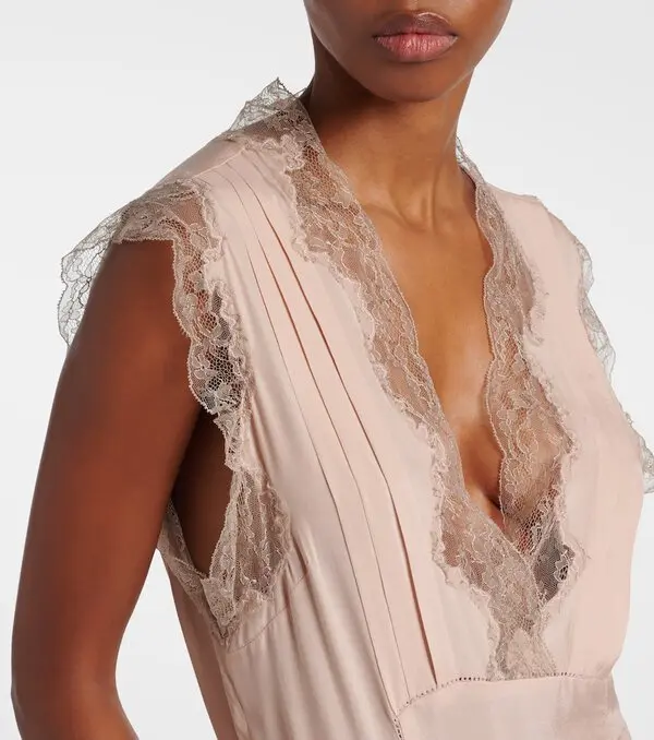 MAISON MARGIELA Belted Lace-trimmed Midi Dress