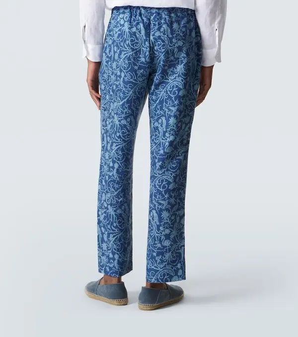 Kiton Printed Straight Linen Pants